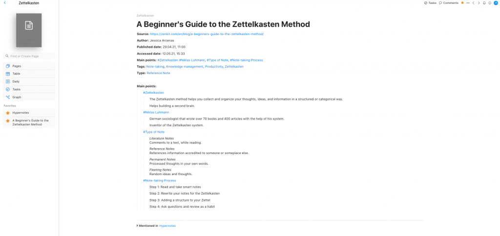 Smart Note-Taking for Research Paper Writing | Zenkit